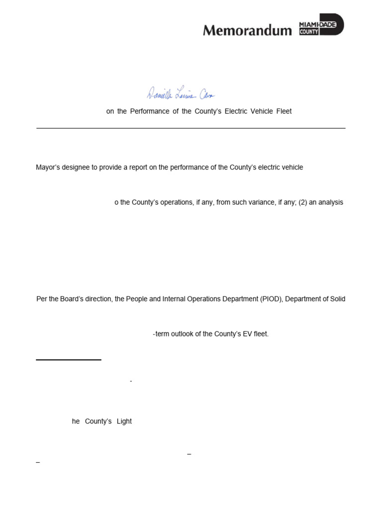 Report on the Performance of the County’s Electric Vehicle Fleet ...