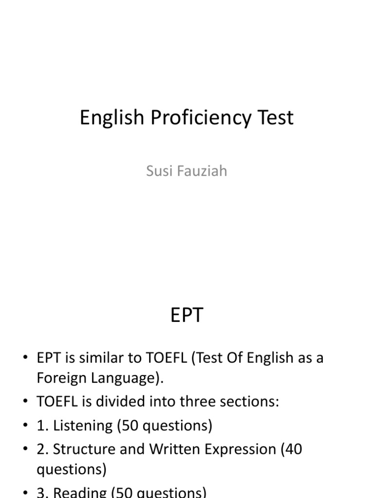 English Proficiency Test | Download Free PDF | Verb | Test Of English ...