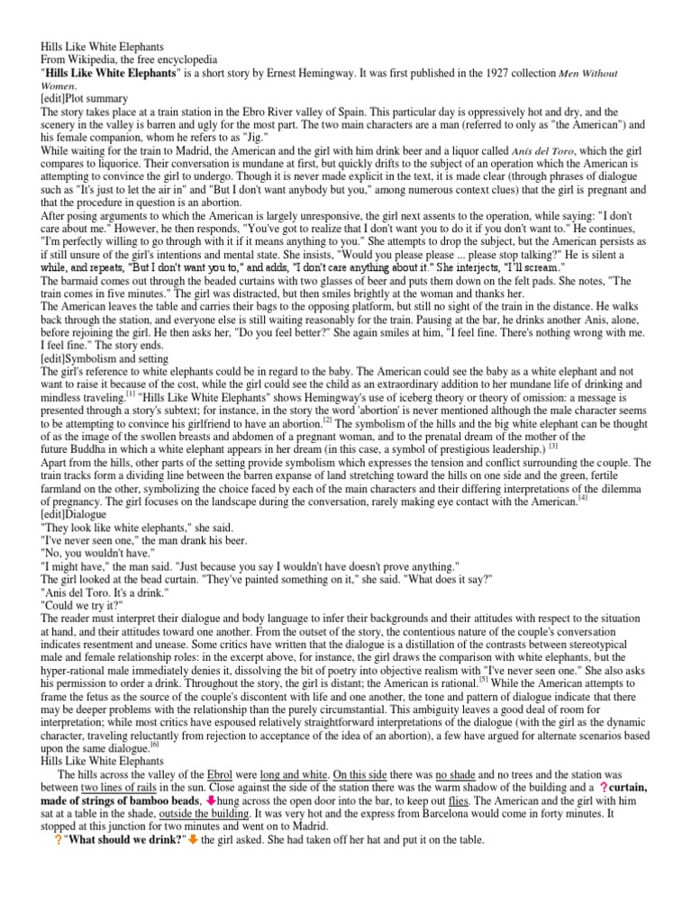 Hills Like White Elephants | PDF | Ernest Hemingway | Narration