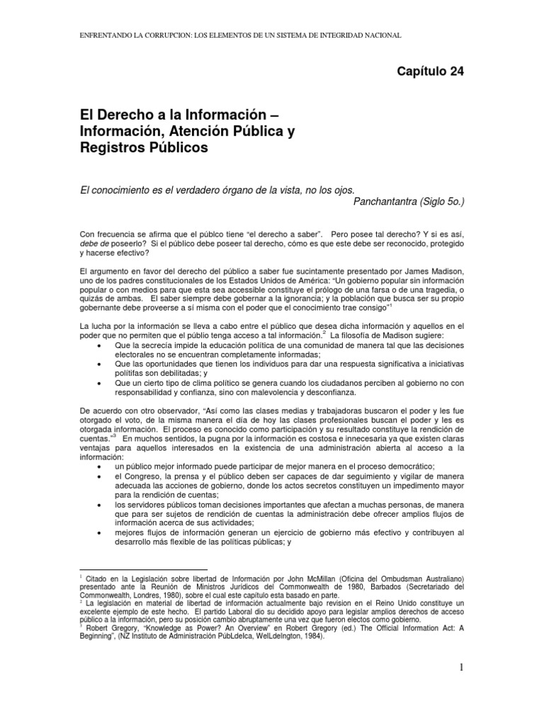 El Derecho A Estar Informado | PDF
