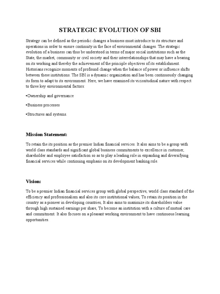 Strategic Evolution of Sbi | PDF | Banks | Strategic Management