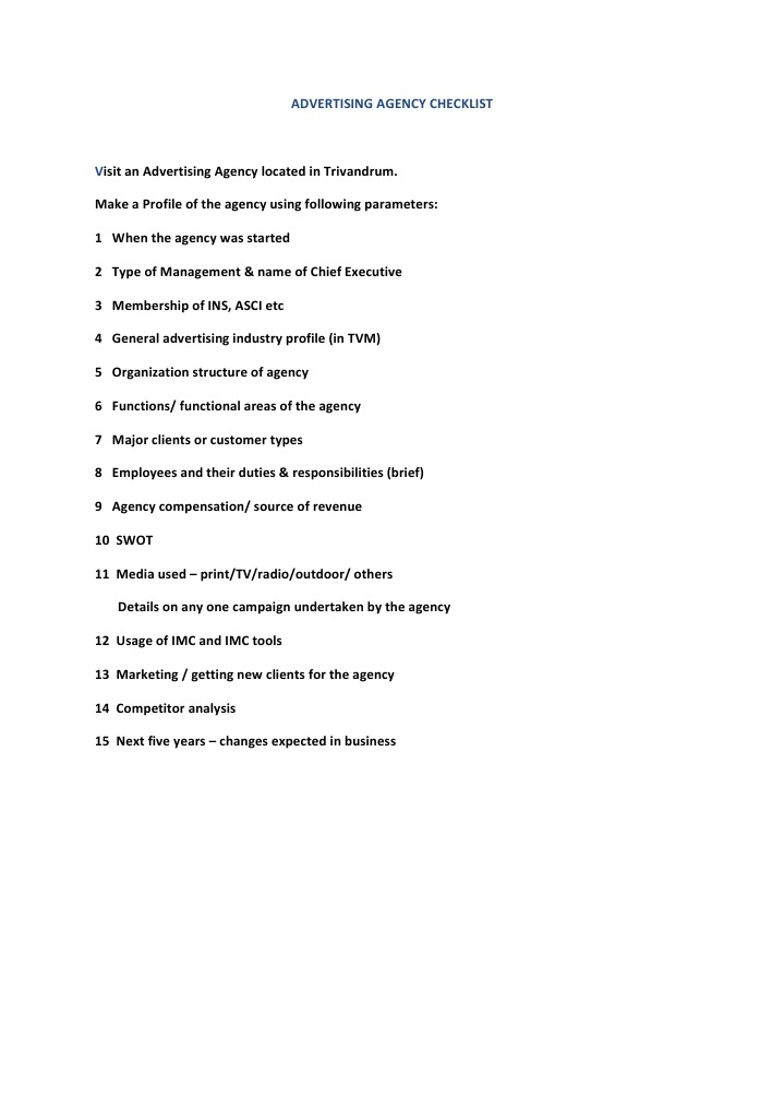 Trivandrum Advertising Agency Checklist | PDF | Business