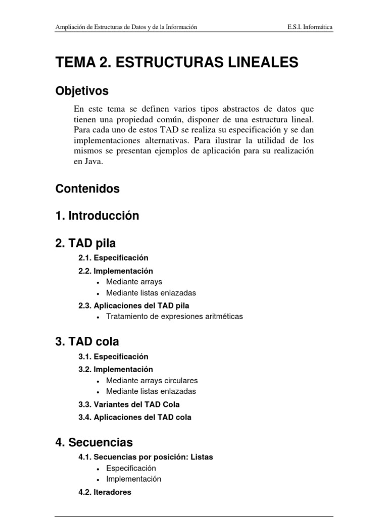 Estructuras Lineales Java | PDF | Algoritmos y Estructuras de Datos | Áreas de informática