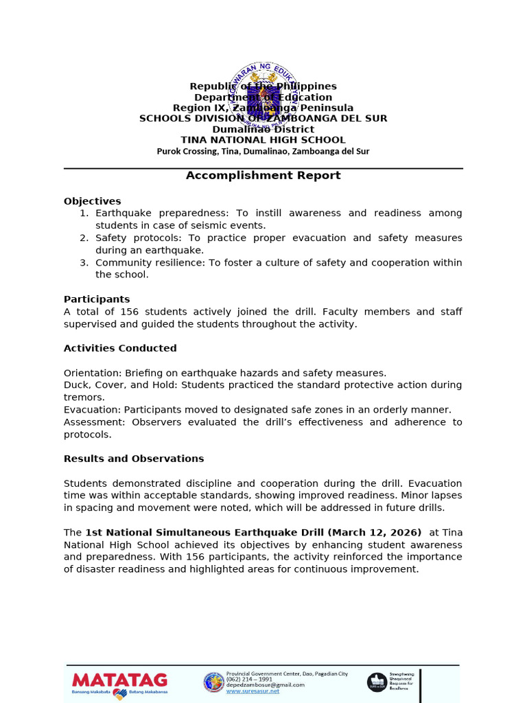 Accomplishment Report-1st NSED | PDF