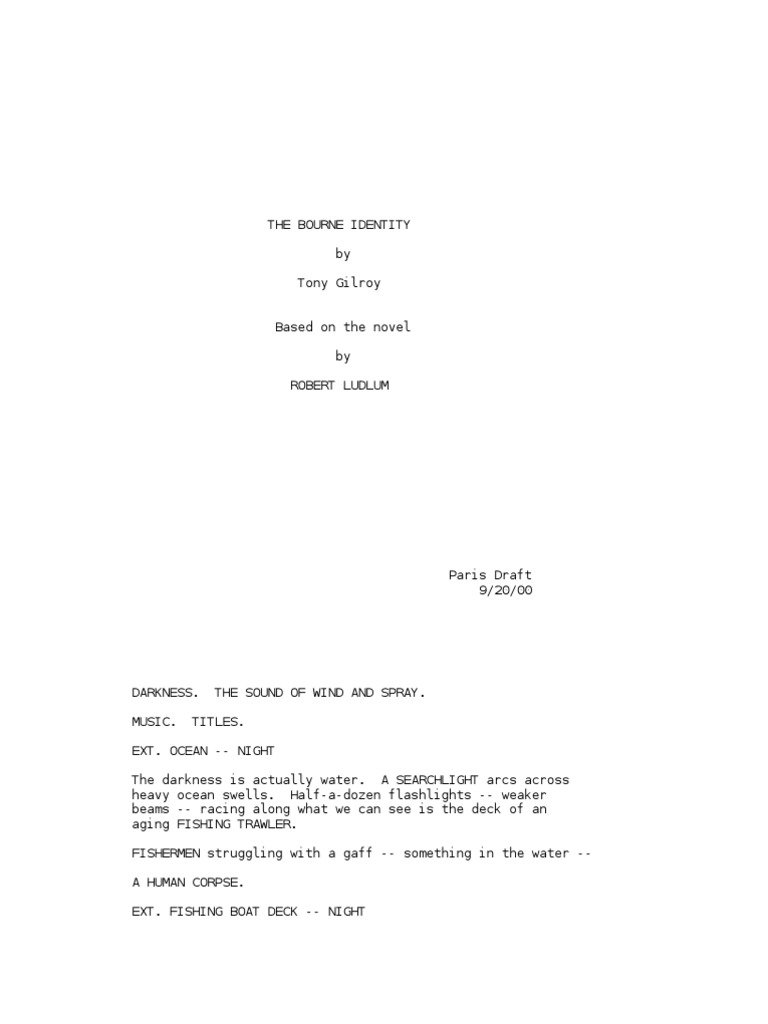Bourne Identity Script | PDF | Stairs | Travel Visa