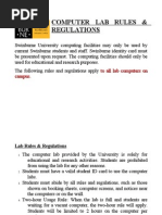 ICT Computer Laboratory Rules AND Regulations | PDF | Educational ...