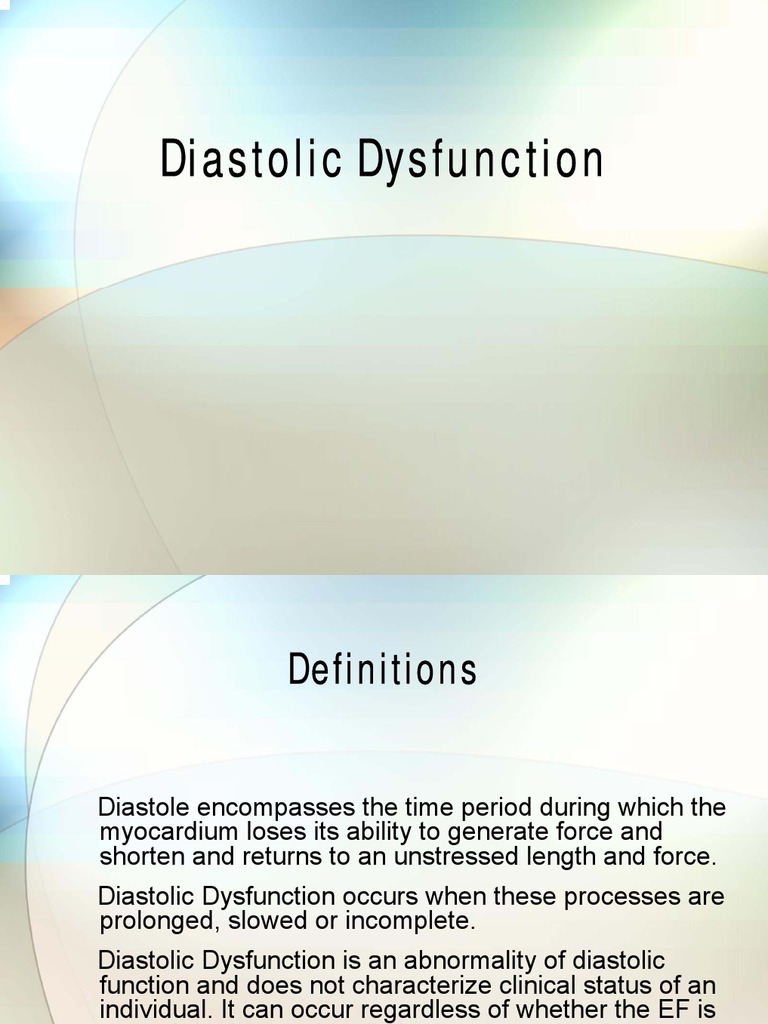 Diastolic Dysfunction | PDF | Heart Failure | Ejection Fraction
