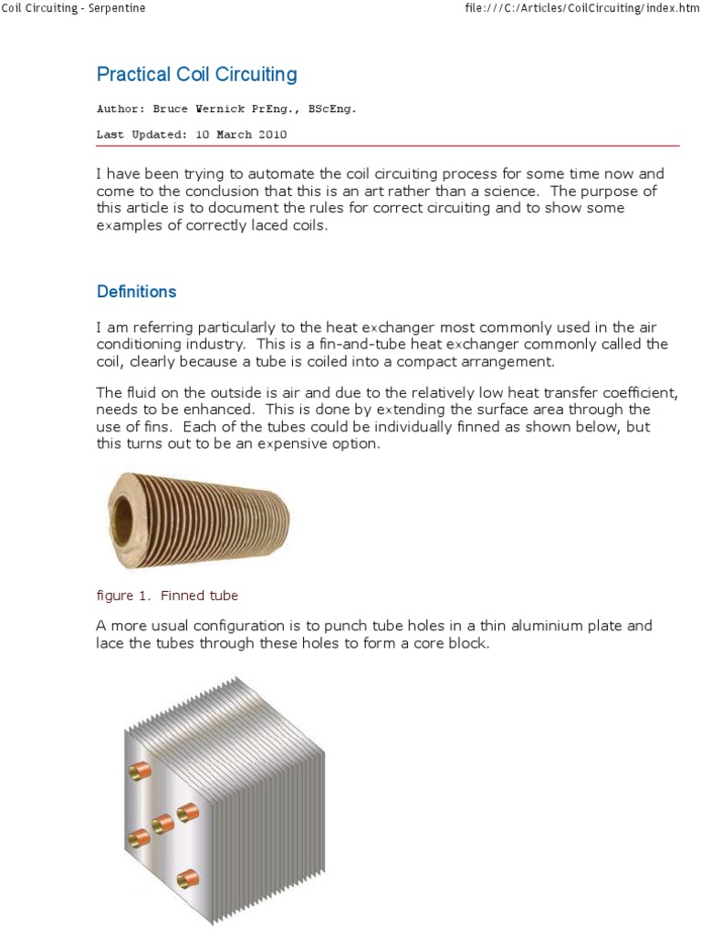 Coil Circuiting - Serpentine | Heat Exchanger | Pressure