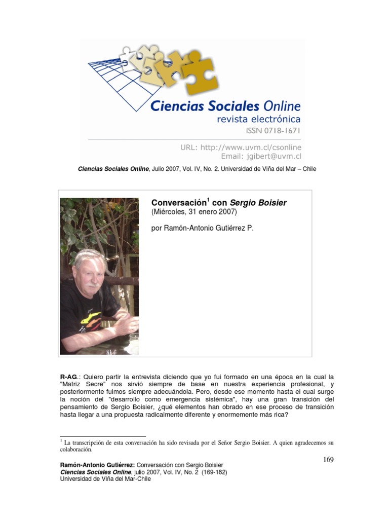 Entrevista A Sergio Boisier (2007) | PDF | Chile | America latina