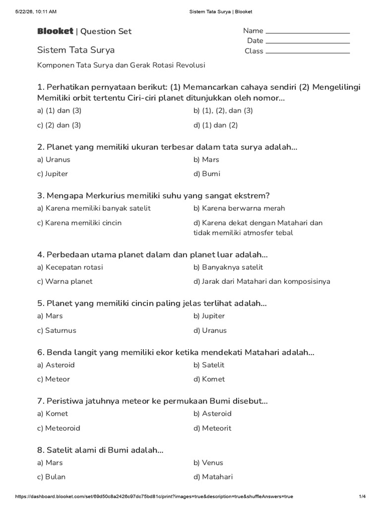 Sistem Tata Surya _ Blooket | PDF