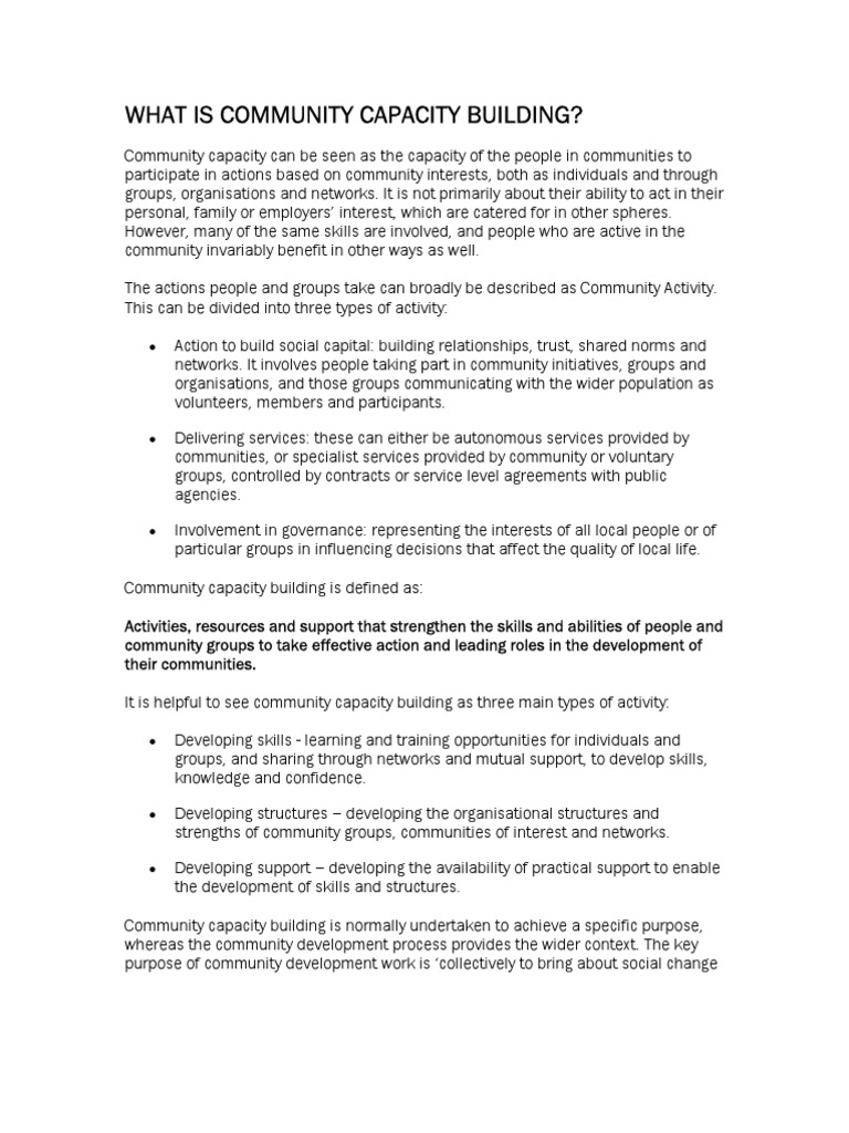 What Is Community Capacity Building | PDF | Community | Capacity Building