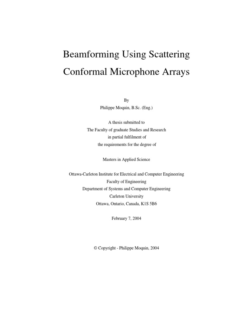 Beam Forming Using Conformal Microphone Arrays Thesis Pdf