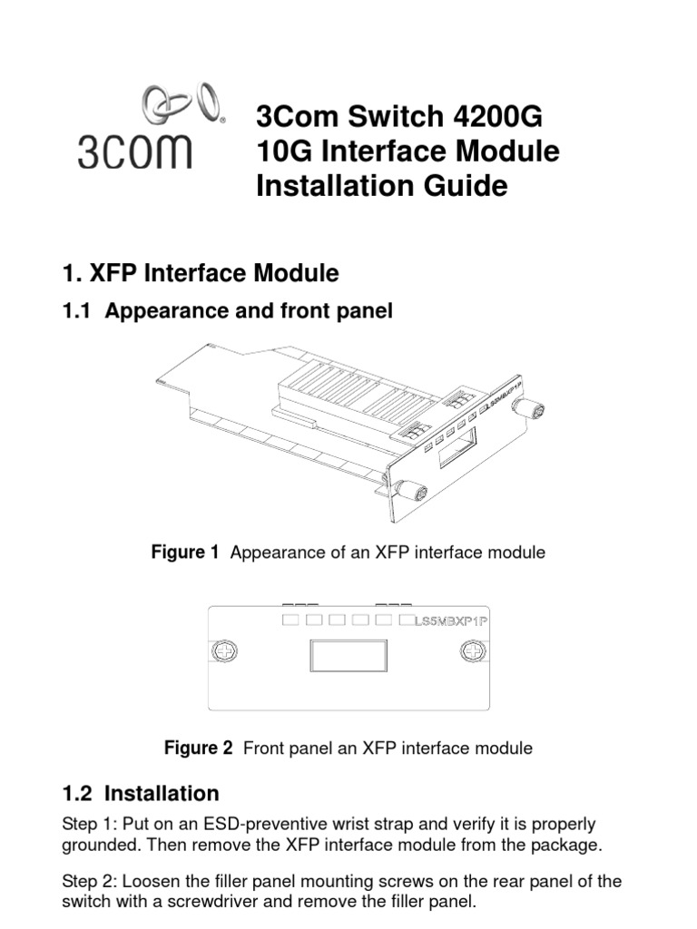 3com Switch 4200G 10G Module Install | PDF | Screw | Equipment