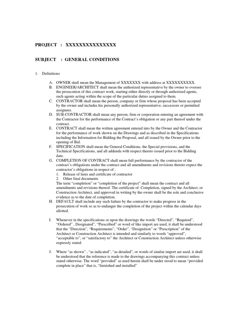 General Construction Specifications | Download Free PDF | Surety Bond ...