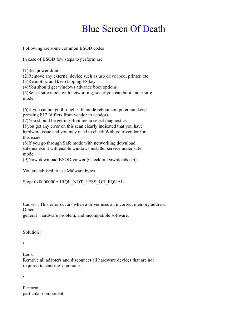 Blue Screen of Death | PDF | Booting | Office Equipment