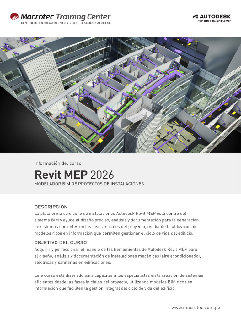 Brochure Revit MEP 2026 Macrotec Training Center | PDF | Modelado de ...