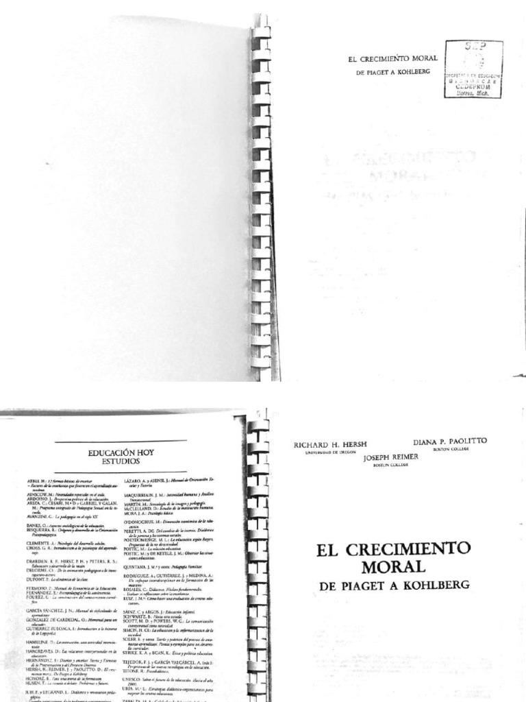 Hersch, Paolito, Reimer, El Crecimiento Moral, de Piaget a Kohlberg | PDF