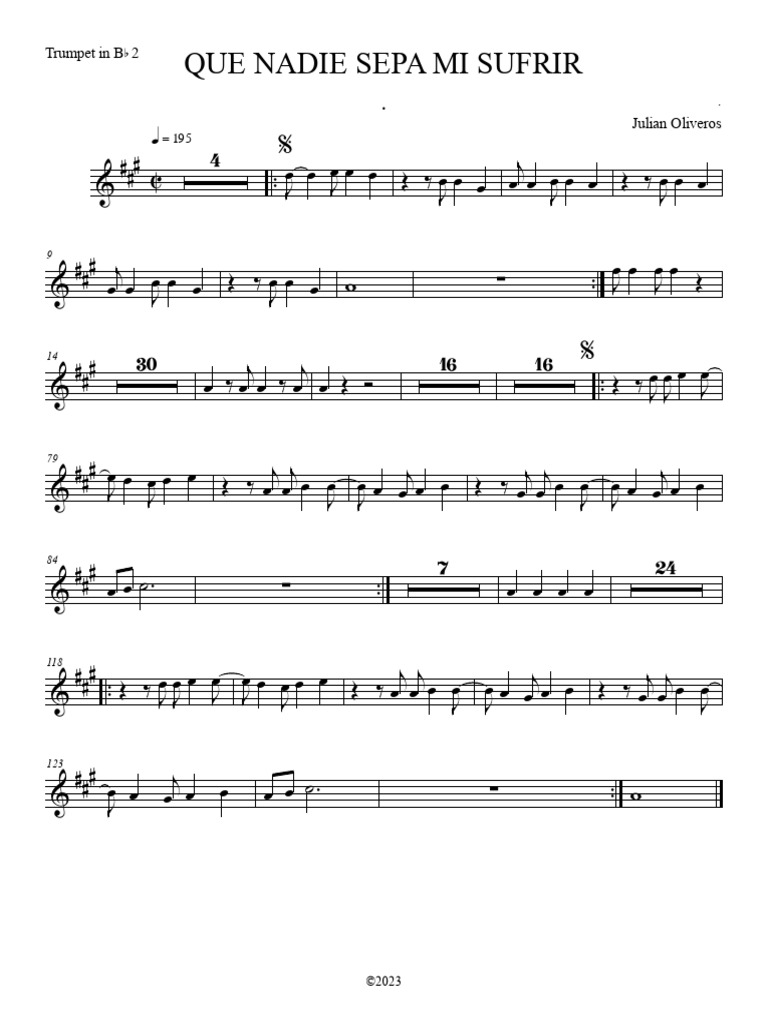 Que Nadie Sepa Mi Sufrir - Trumpet in Bb 2 | PDF
