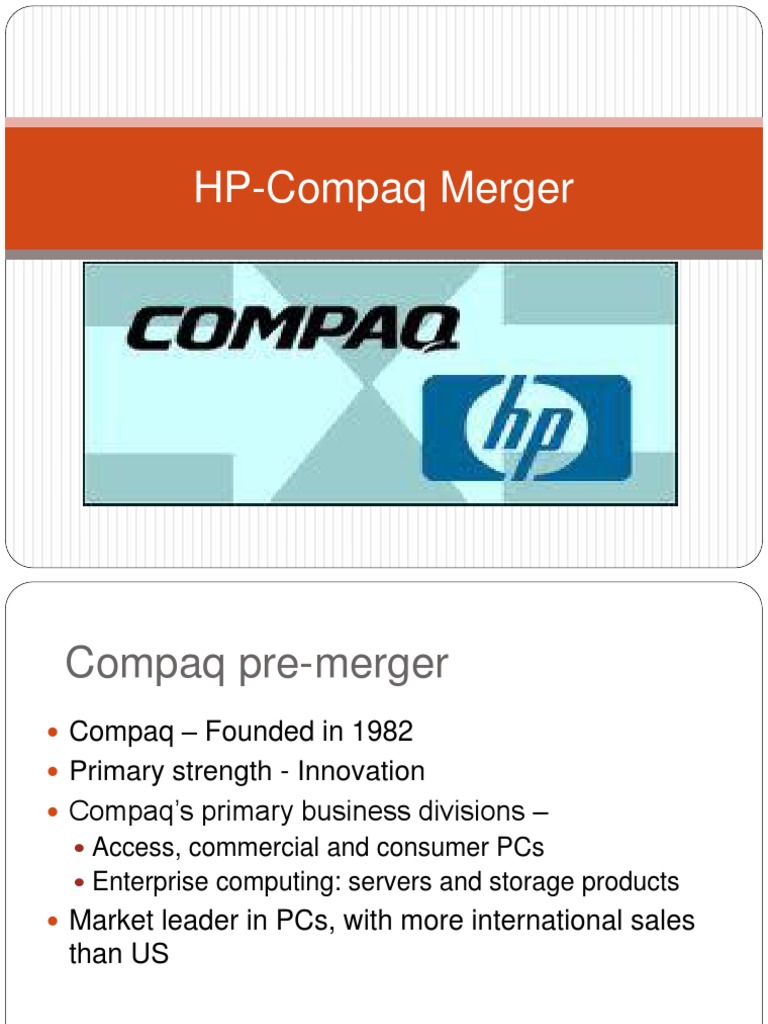 HP Compaq Merger Final | PDF | Hewlett Packard | Mergers And Acquisitions