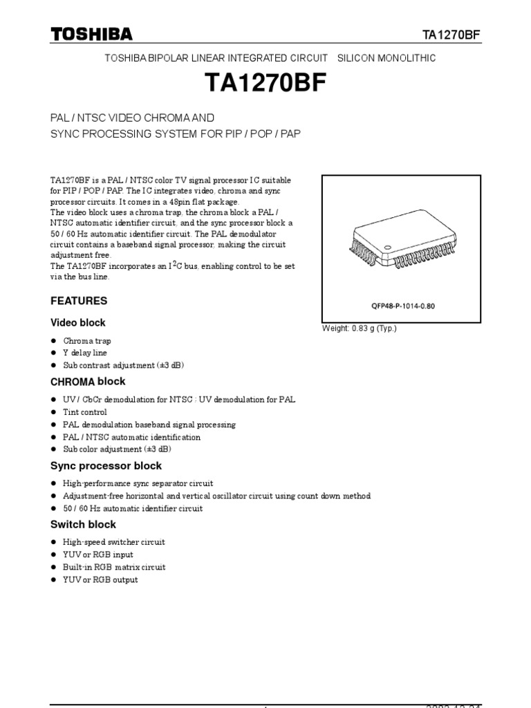 TA1270BF: Pal / NTSC Video Chroma and Sync Processing System For Pip ...