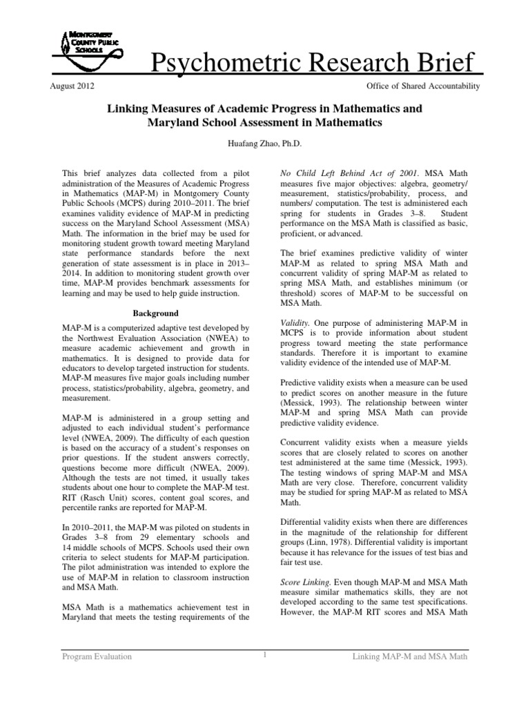 MAP - Math Brief 12-8-16 | PDF | Correlation And Dependence ...