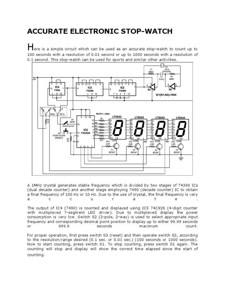 Accurate Stopwatch Circuit Guide | PDF