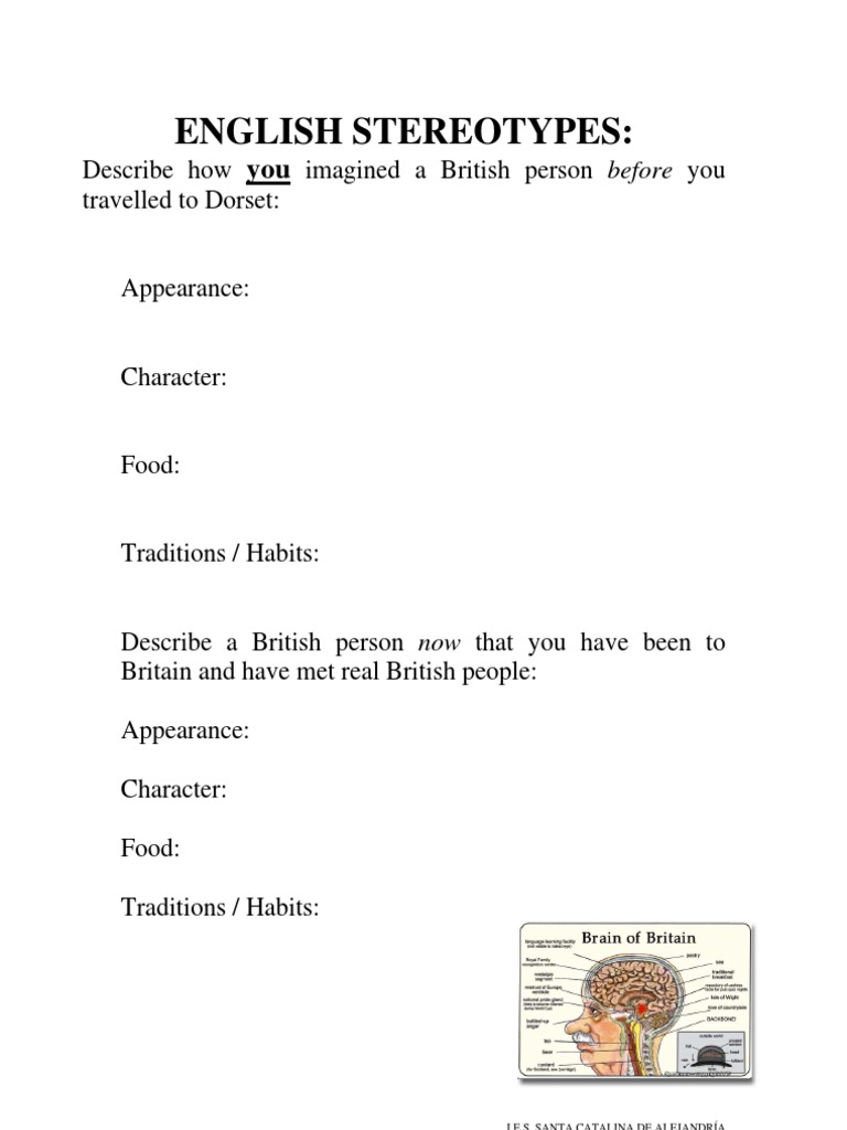 Stereotype Worksheets | PDF | Foreign Language Studies