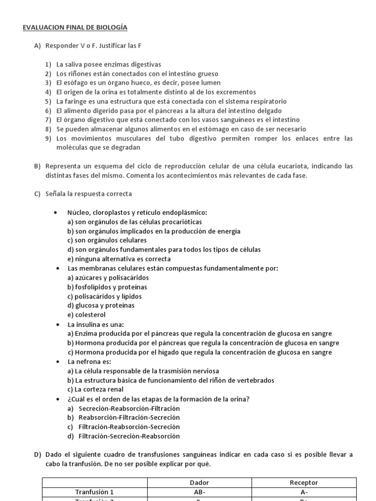 Evaluación Final de Biología: Temas Clave | PDF | Biología Celular ...