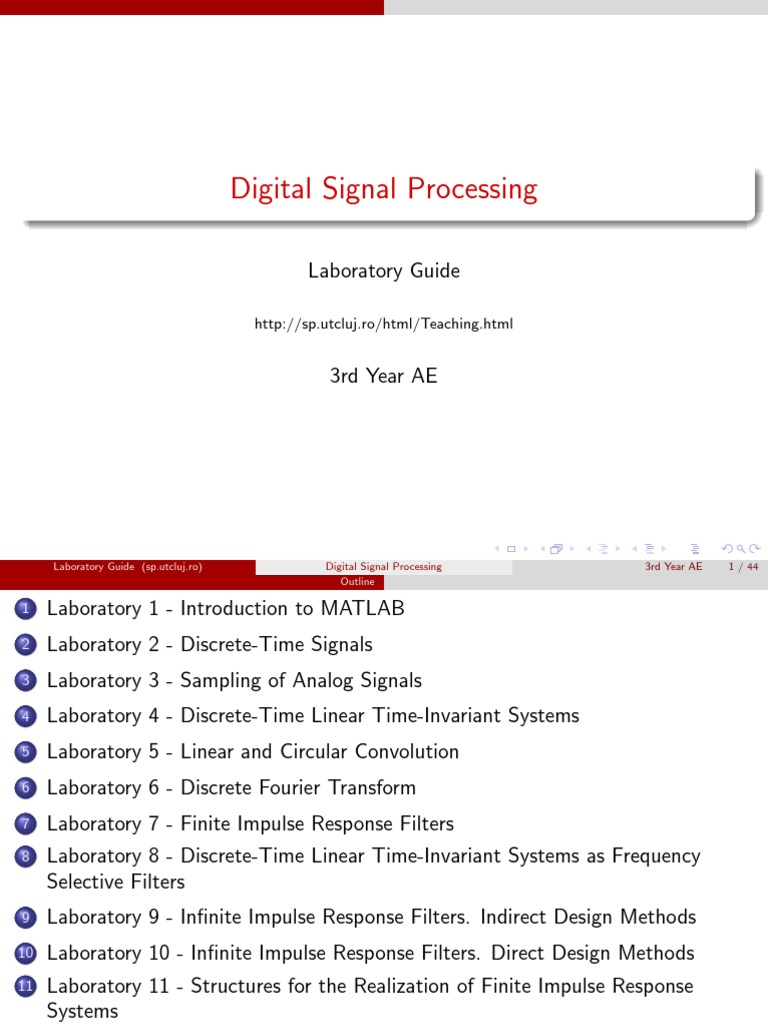DSP Laboratory Guide 20feb2012 | PDF | Discrete Fourier Transform | Digital Signal Processing
