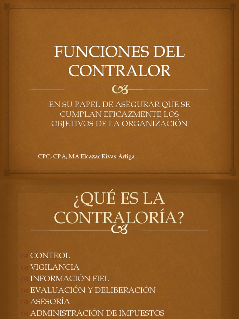 Funciones Del Contralor | Planificación | Presupuesto