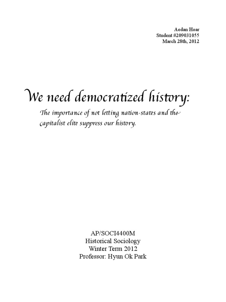Democratizing History | PDF | Nationality | Sociology