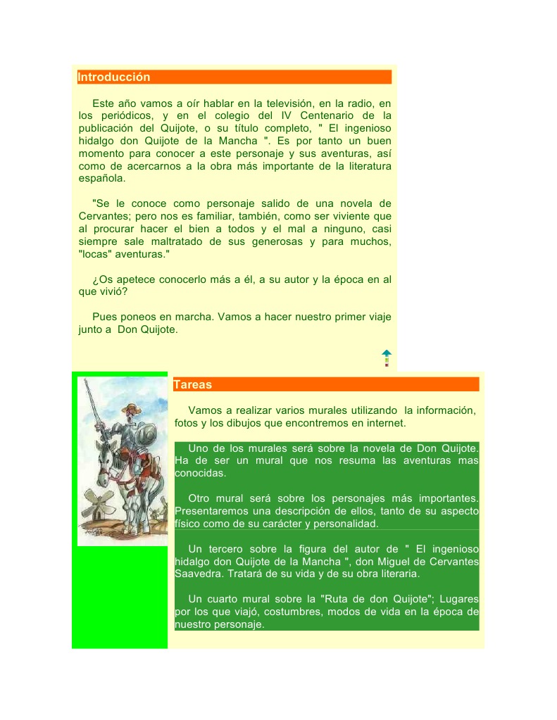 Webquest Don Quijote | PDF | Don Quijote | Miguel De Cervantes