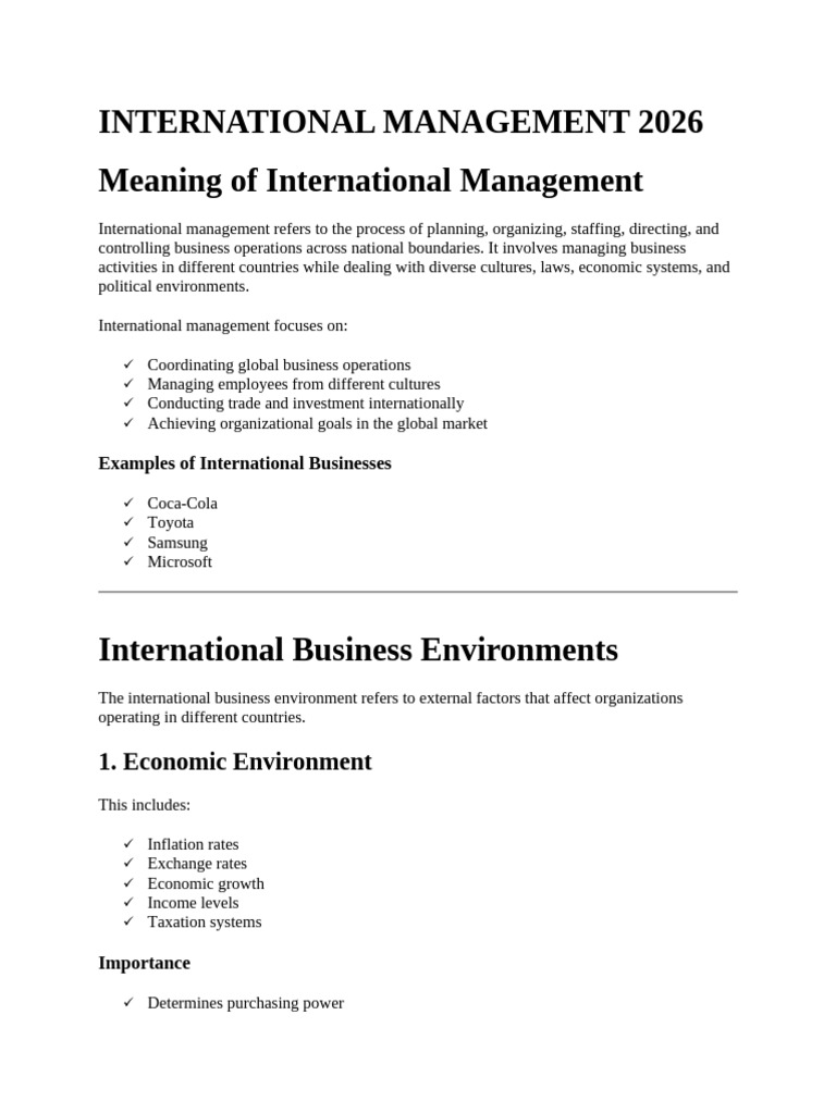 INTERNATIONAL MANAGEMENT 2026 | PDF