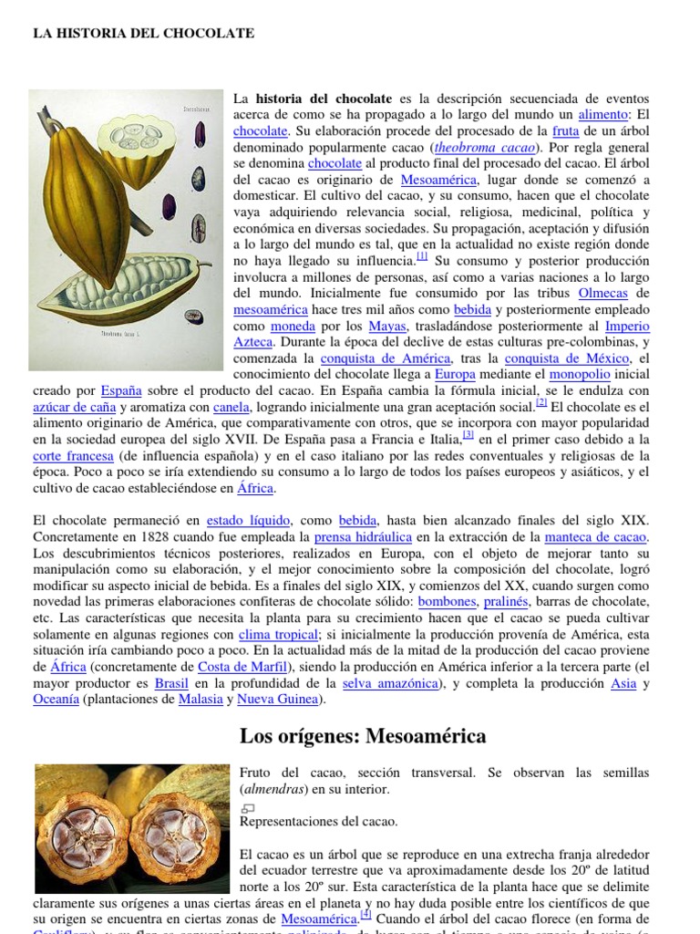 La Historia Del Chocolate | PDF | Chocolate | Alimentos