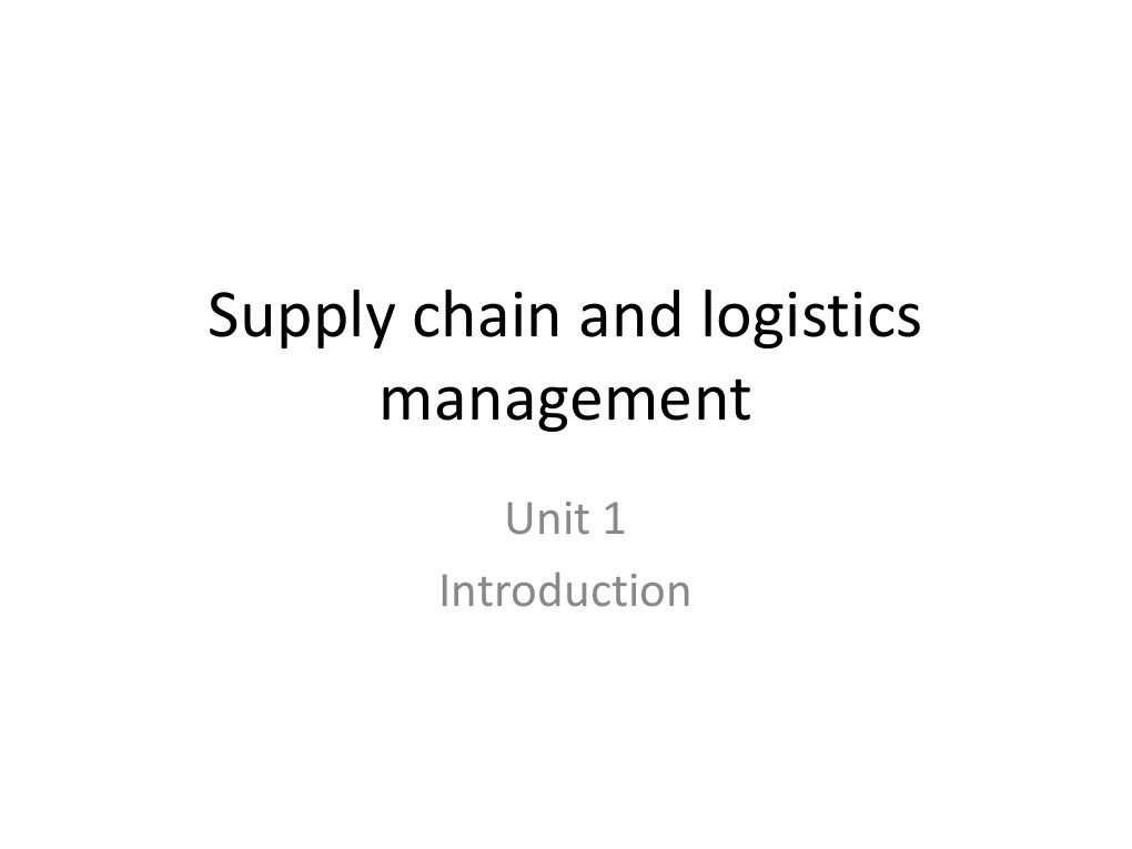 Supply Chain and Logistics Management | PDF | Supply Chain Management ...