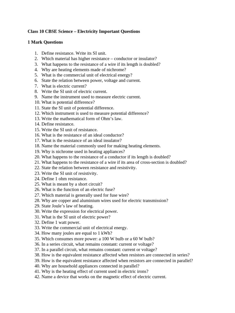 class 10 cbse science question bank | PDF | Electrical Resistance And ...
