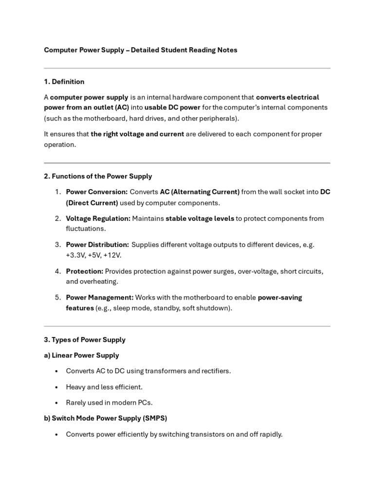 Computer Power Supply Revised | PDF | Power Supply | Direct Current