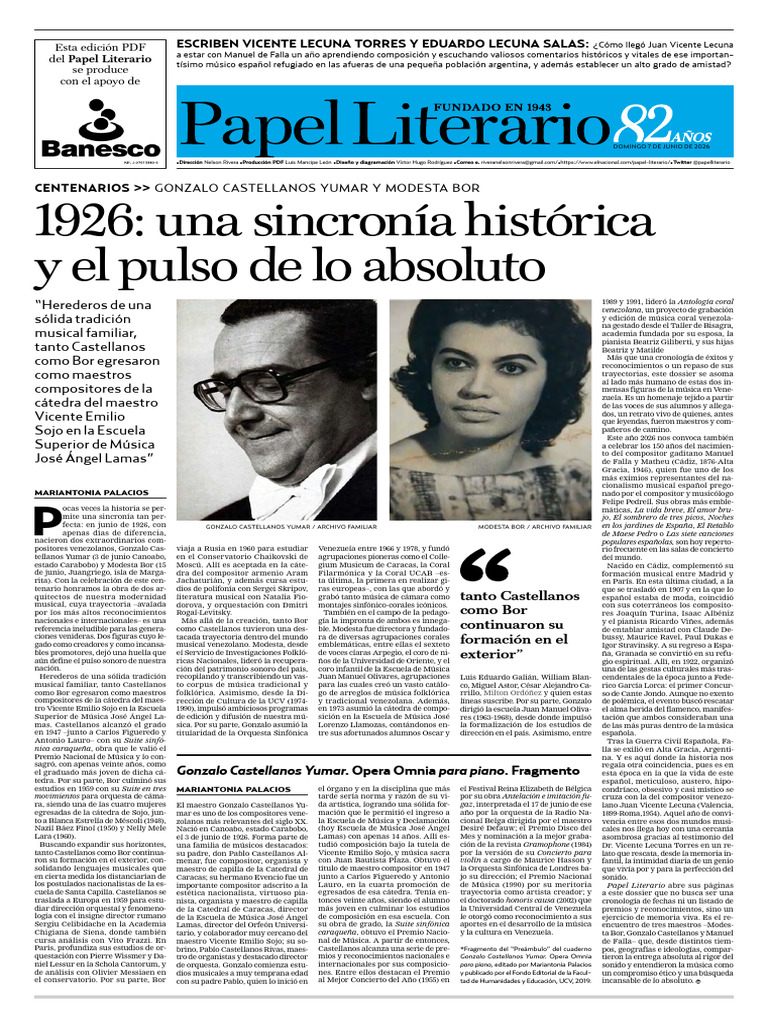 PDF Papel Literario 2026, Junio 7 (Modesta Bor) | PDF