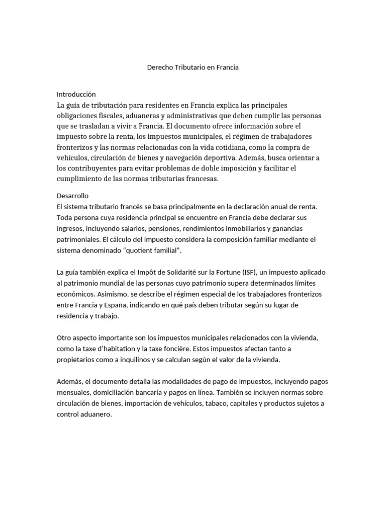 Guia Tributacion Francia Final | PDF | Impuestos | Finanzas del gobierno