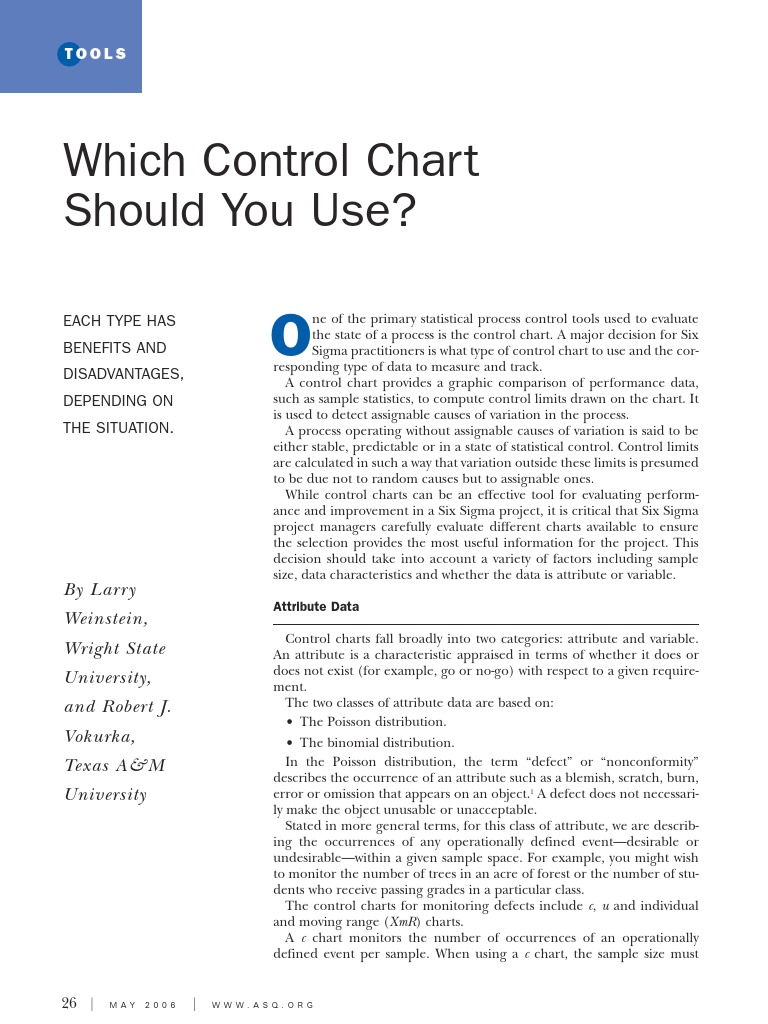 Which Control Chart Should You Use?: Tools | PDF | Six Sigma | Poisson ...