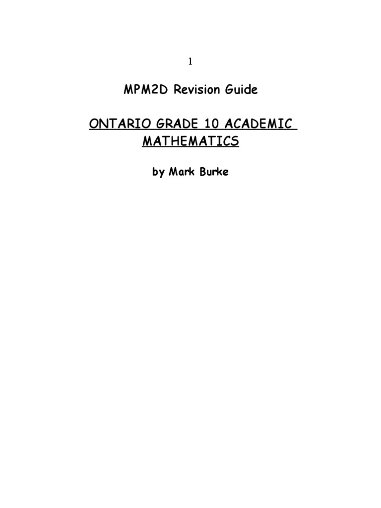 MPM2D Revision Guide Ontario Grade 10 Academic Mathematics: by Mark ...