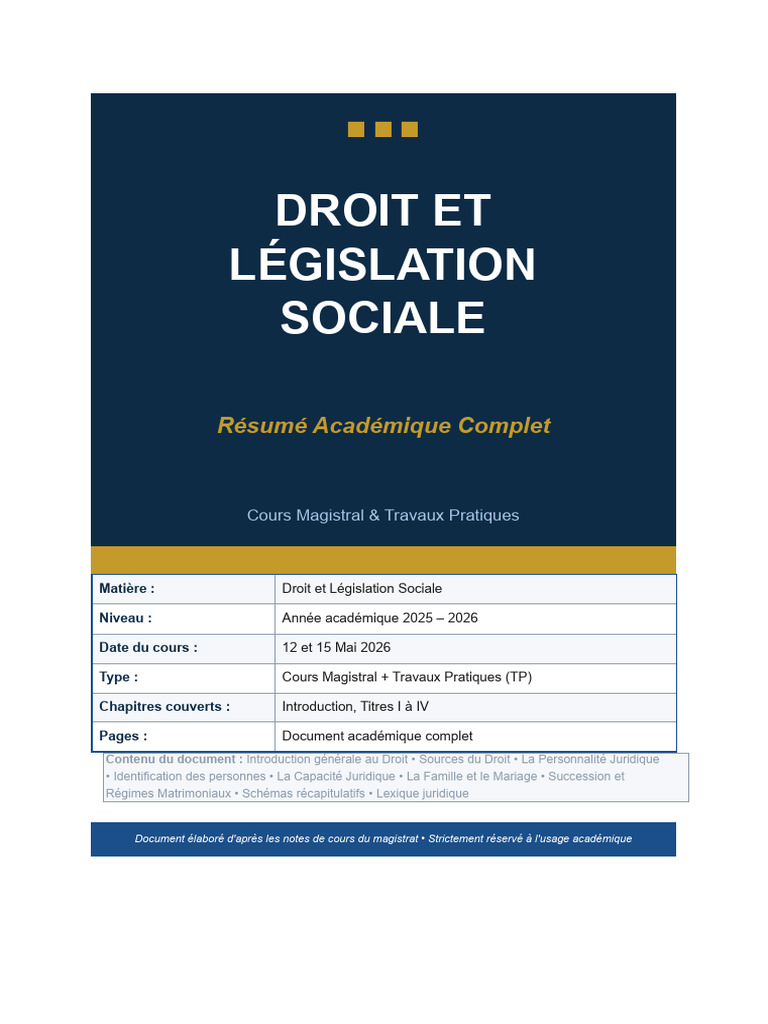 Cours Droit Legislation Sociale (1) | PDF | Loi | Conférence