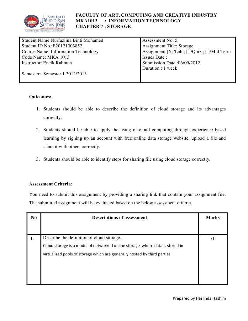 Cloud Storage Assignment Guidelines | PDF | Cloud Computing | Computer File