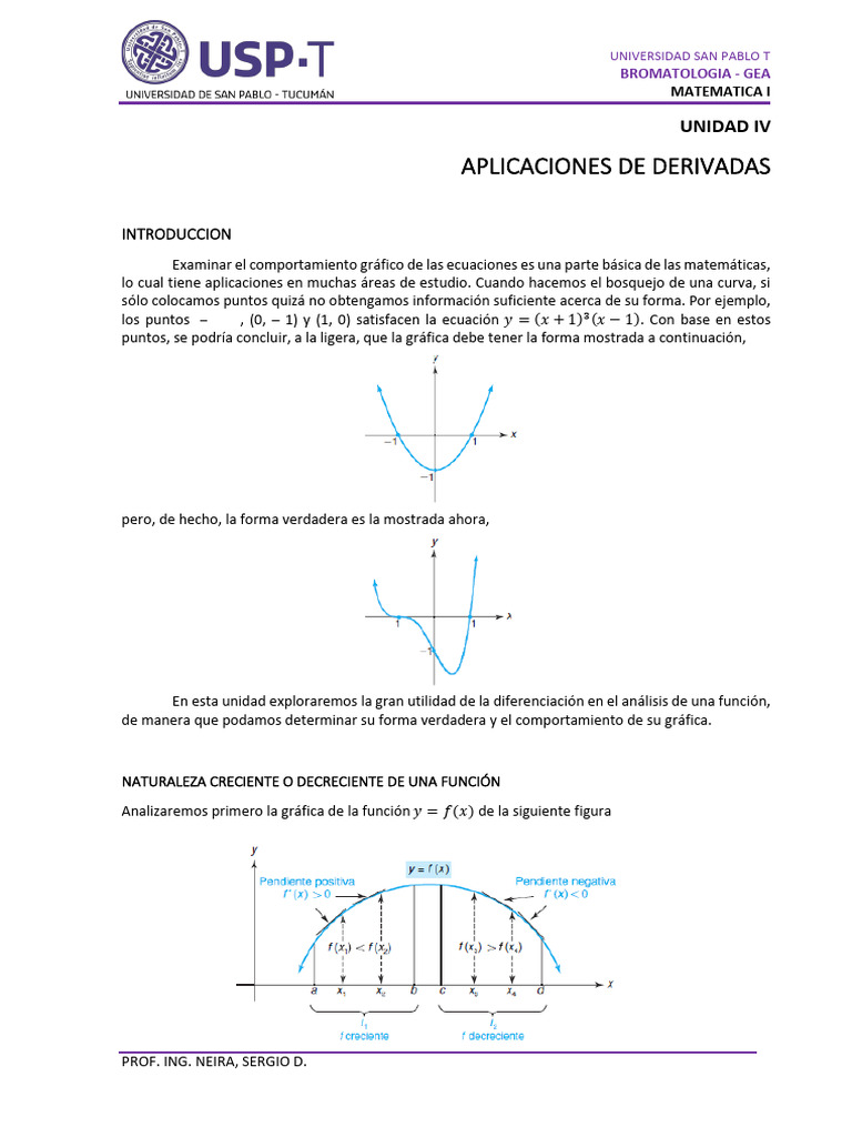 UNIDAD IV_APLICACIÓN DERIVADAS | PDF | Función (Matemáticas) | Derivado