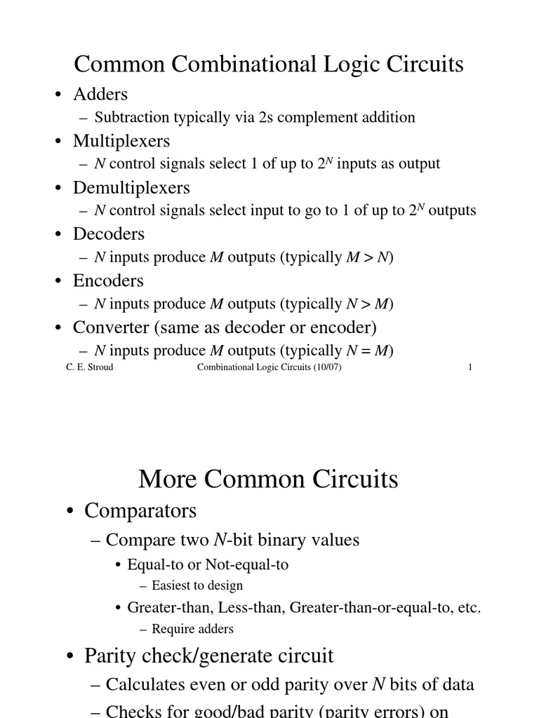 Common Combinational Logic Circuits | PDF | Electronic Engineering | Digital Electronics