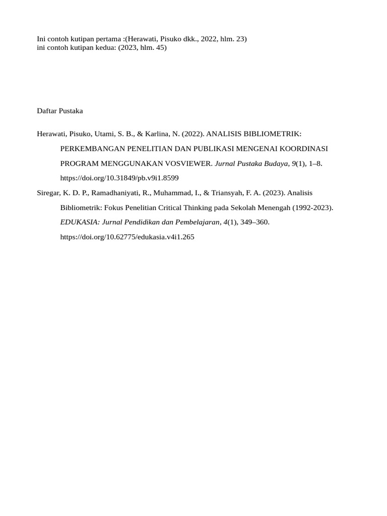 Contoh Kutipan Pakai Zotero | PDF