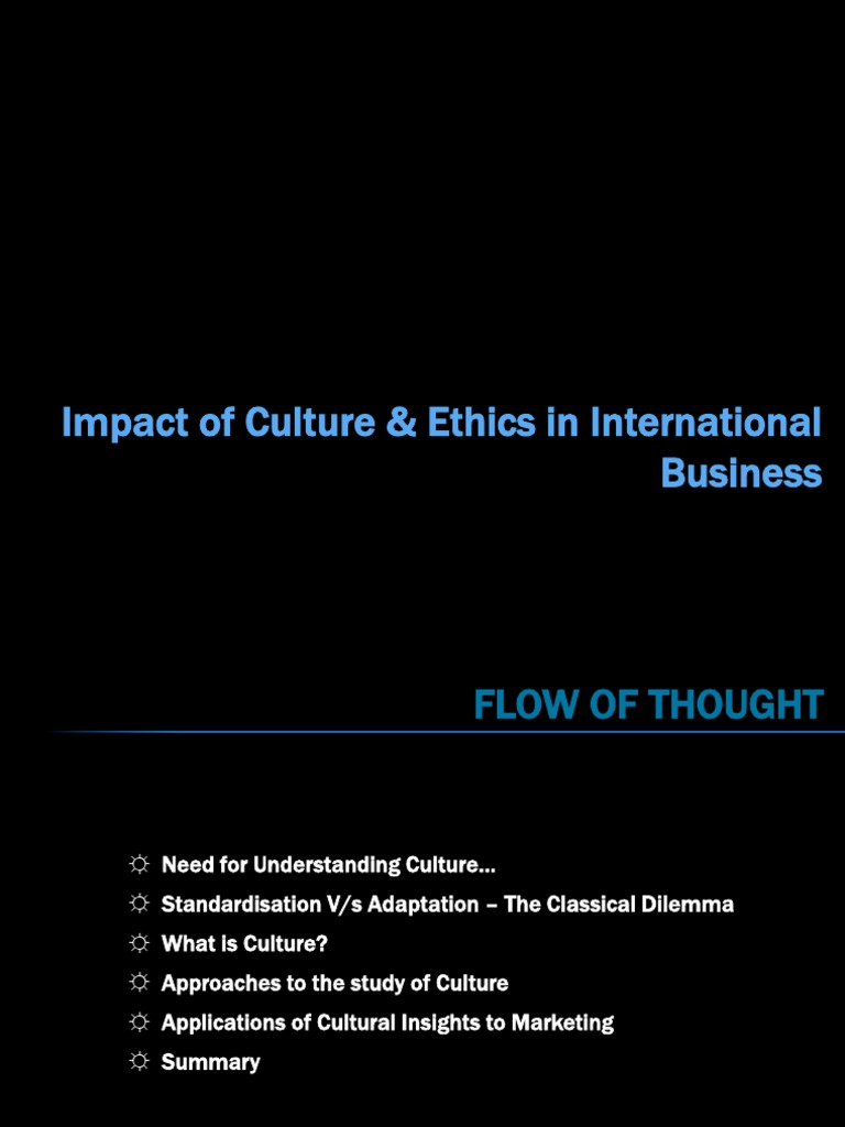 Impact of Culture & Ethics in International Business | PDF | Value ...