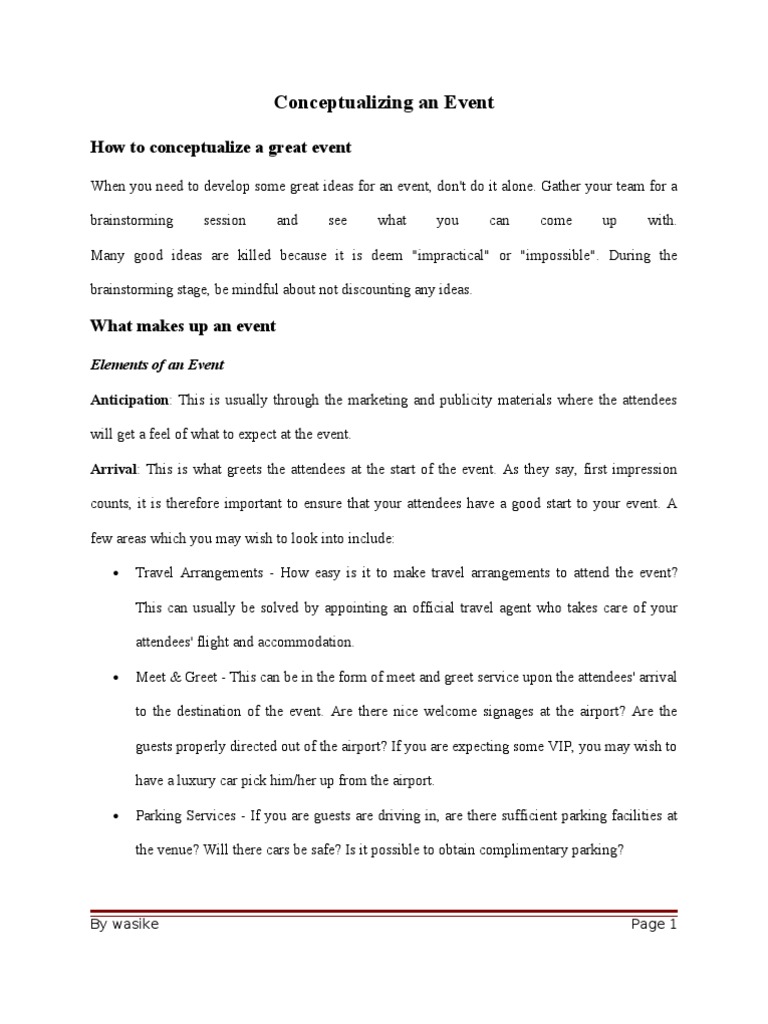 Conceptualizing An Event | PDF | Concert | Public Transport