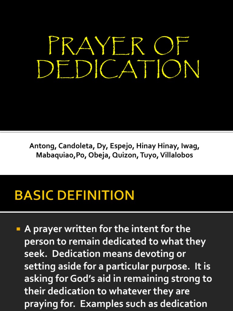 REL ED Prayer of Dedication | PDF