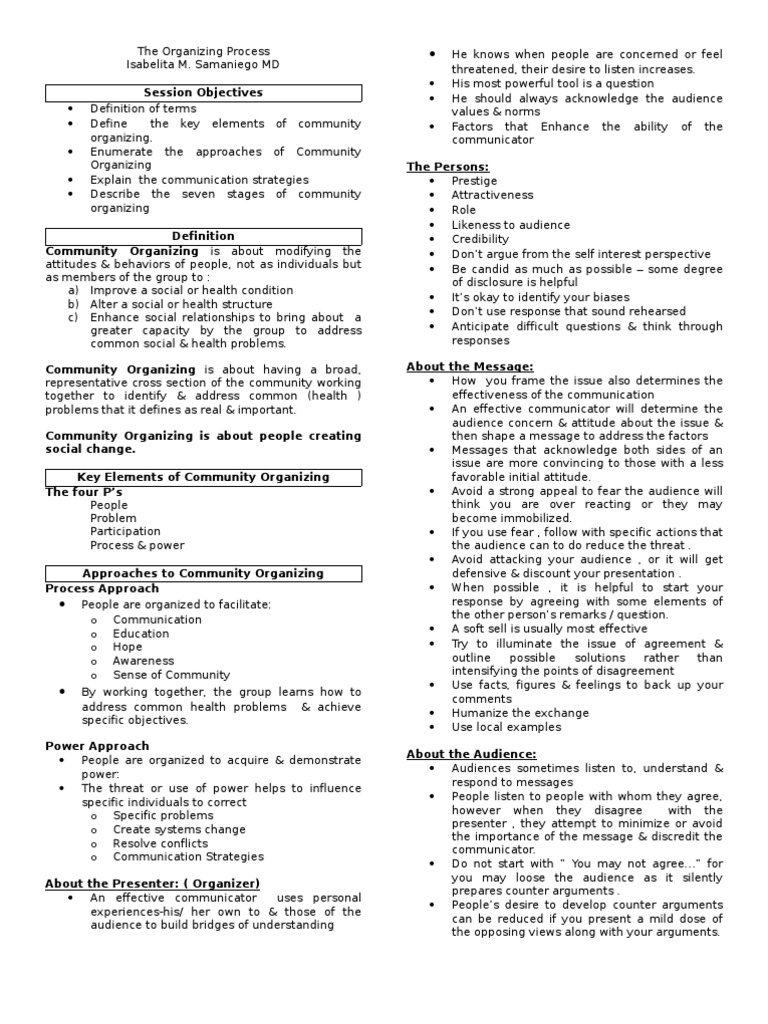 The Organizing Process | PDF | Negotiation | Community